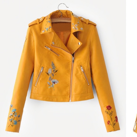 Jackets & Coats | Yellow Floral Biker Jacket | Poshmark